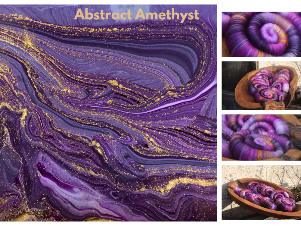 Abstract Amethyst rolags - 100g | FellviewFibres